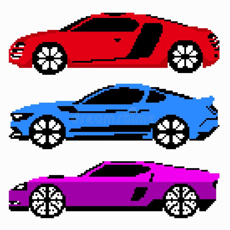 Colored Race Cars Collection Pixel Art Stock Illustration ...