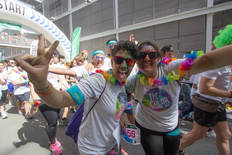 Colored race in Genoa editorial stock photo. Image of people - 73324688