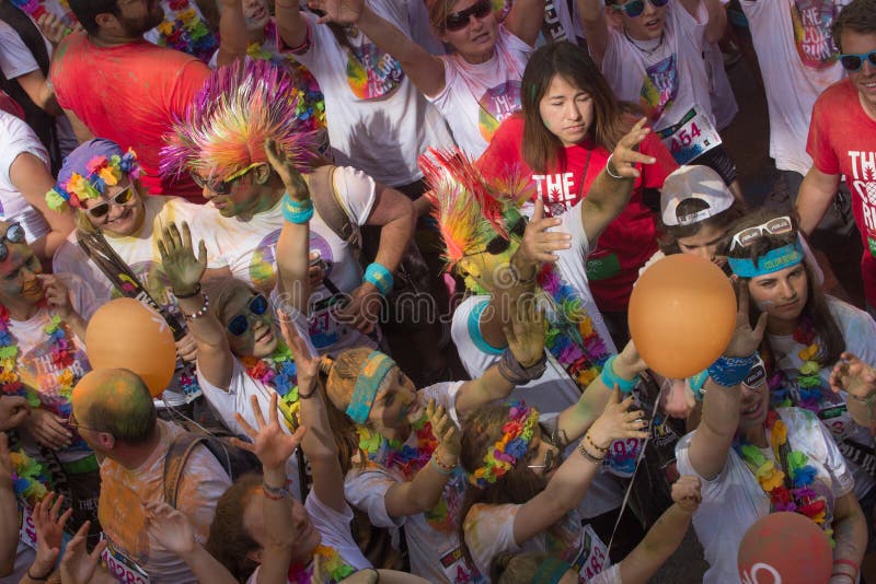 Colored race in Genoa editorial stock image. Image of event - 73325844