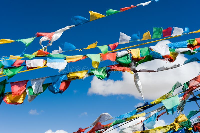 Colored Rags on Rope in Tibet. Rituals and Beliefs Stock Image - Image ...