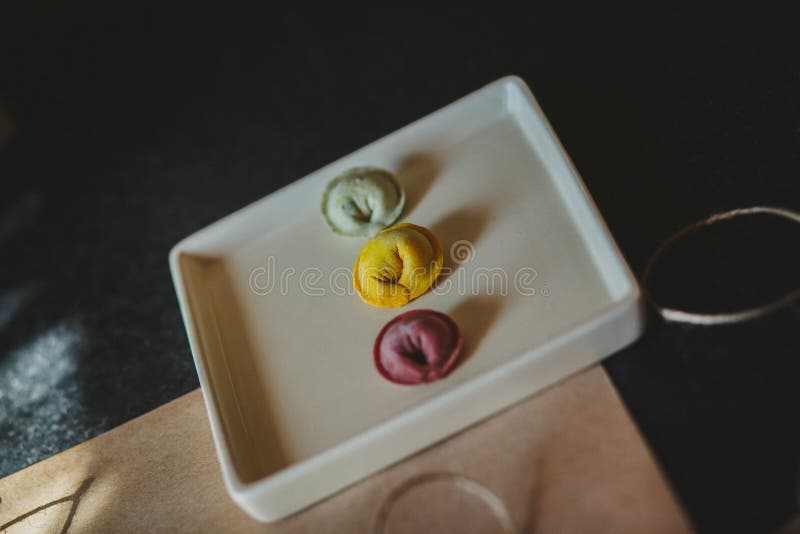 Colored Ravioli on the White Plate Stock Photo - Image of diet, fresh ...