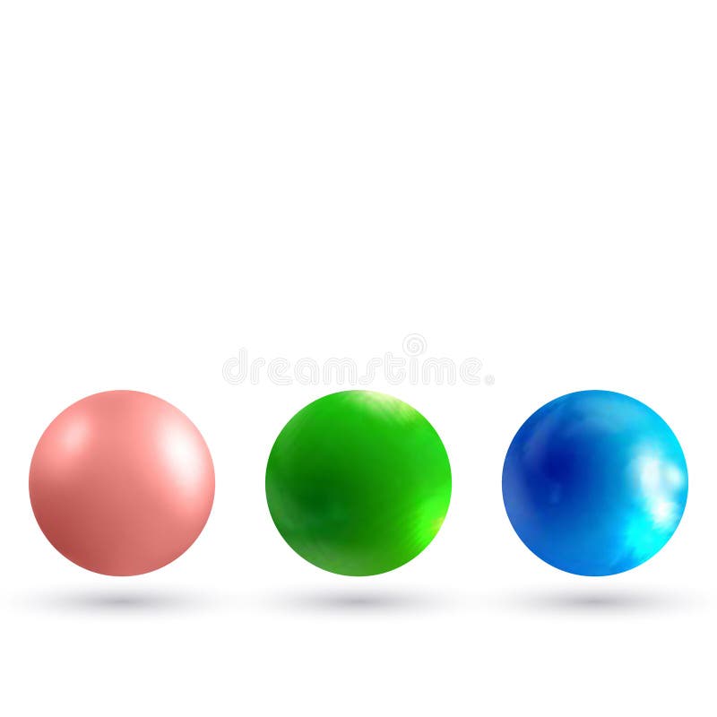 Colored Realistic 3d Balls with Shadow. Design Element. Red, Green and ...