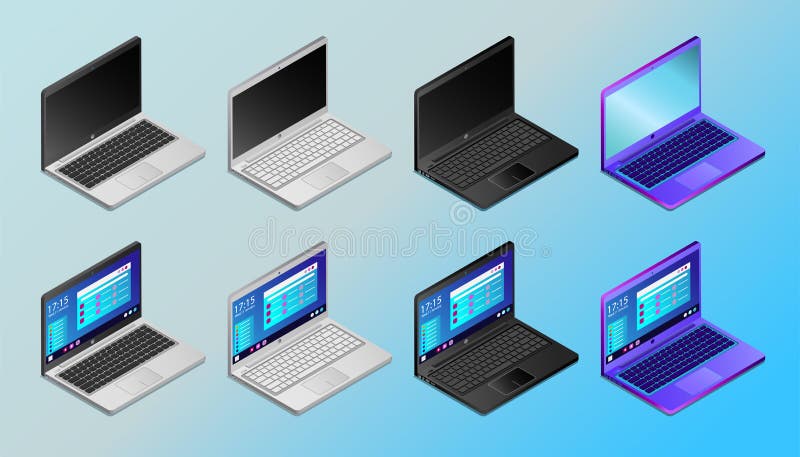 Colored Laptops on Arrows - Choices Stock Illustration - Illustration ...