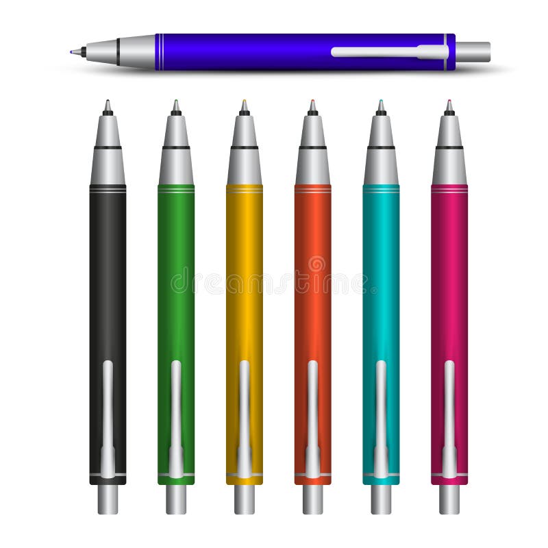 Colored Realistic Vector Button Pens Stock Vector - Illustration of ...