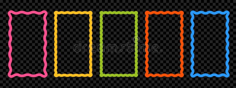 Colored Rectangle Frames with Scallop Edges Set. Squiggle Photo Borders ...