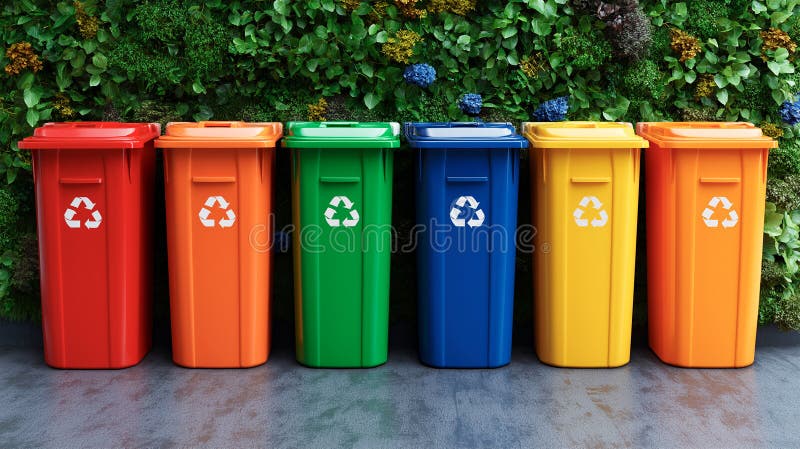 Colored Recycling Bins To Separate Waste and Organic Garbage ...