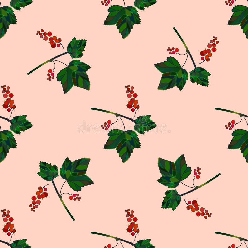 Colored Red Currant Seamless Pattern. Stock Vector - Illustration of ...