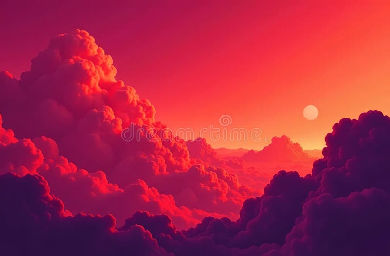 Colored Red Smoke Cloud Fog, Abstract Sunset Background. AI Generative ...