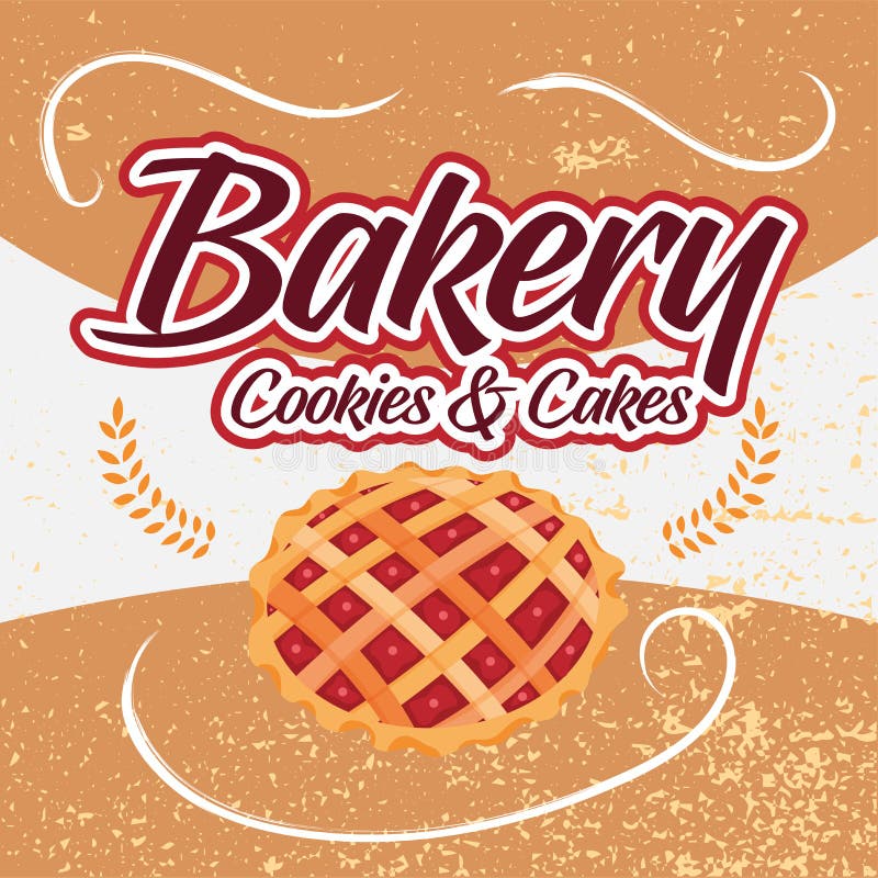 Colored Retro Bakery Shop Poster with Pie Vector Stock Vector ...