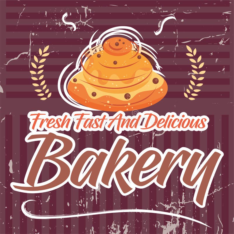 Colored Retro Bakery Shop Poster with Bakery Products Vector Stock ...