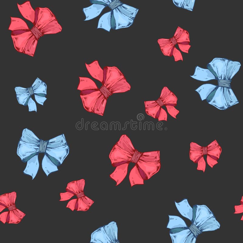 Colored Ribbons on a Black Background Seamless Pattern. Pink Collection ...