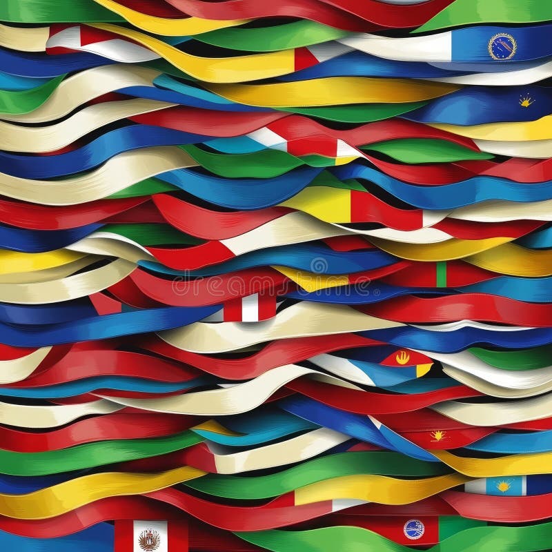 Colored Ribbons with Flags of Different Countries. Vector Illustration ...