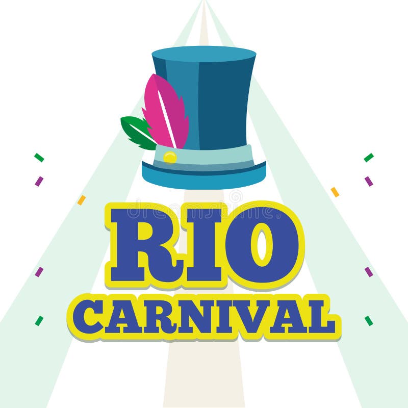 Colored Rio De Janeiro Carnival Poster with Hat and Feathers Vector ...