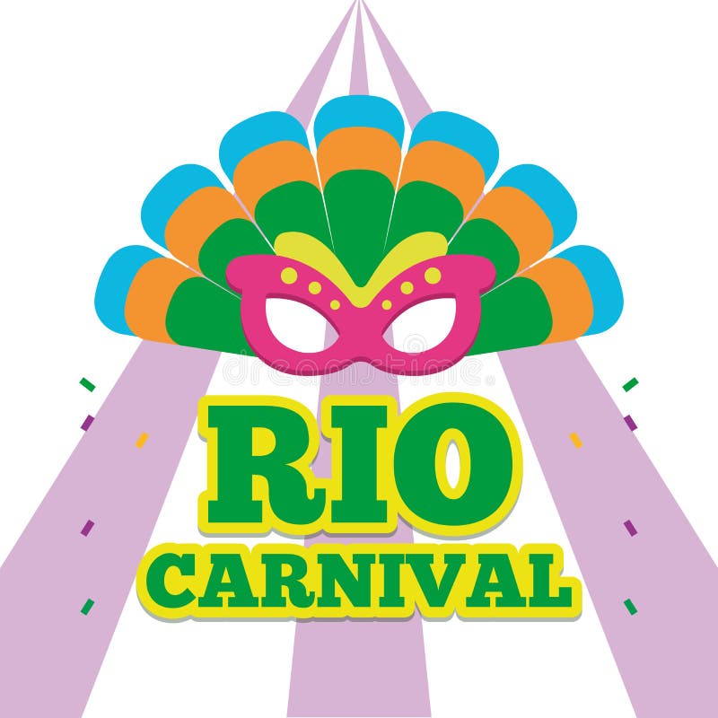 Colored Rio De Janeiro Carnival Poster with Traditional Mask Vector ...