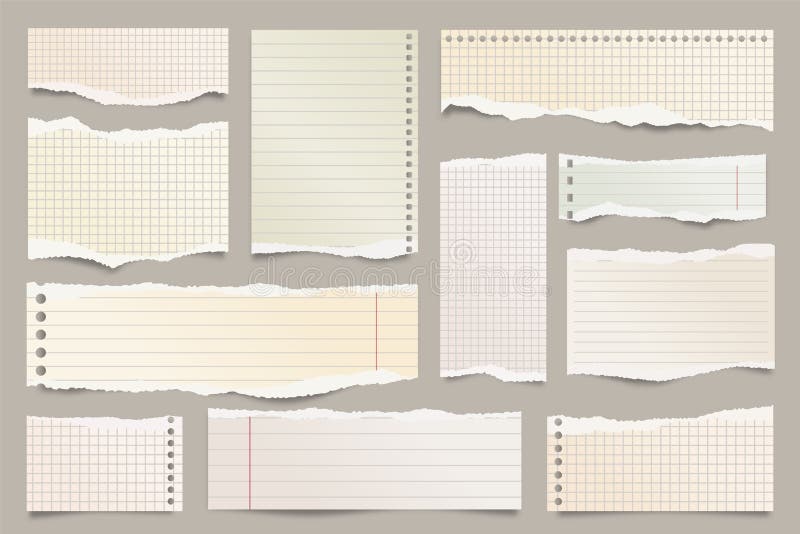 Colored Ripped Lined Paper Strips Collection. Realistic Paper Scraps ...
