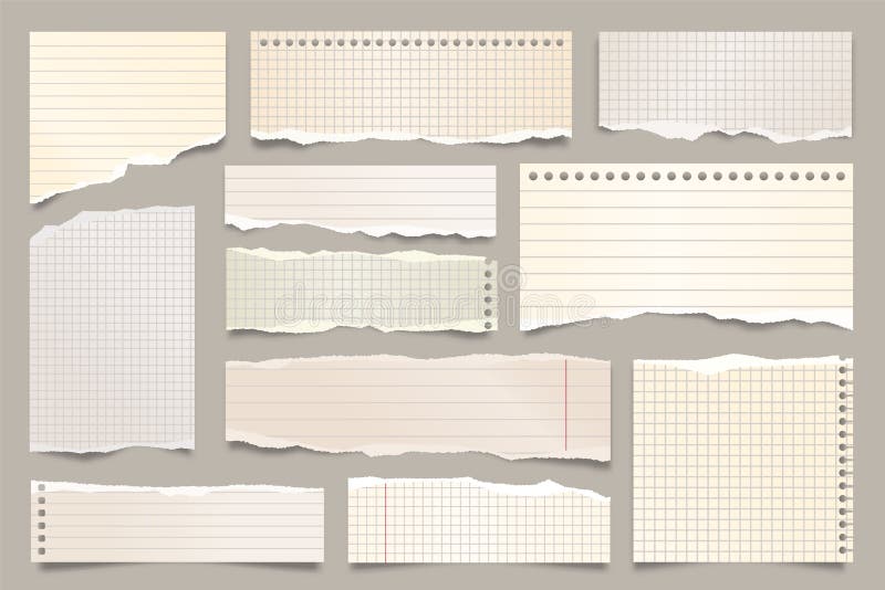 Colored Ripped Lined Paper Strips Collection. Realistic Paper Scraps ...