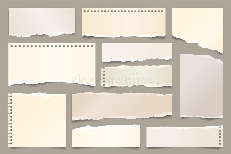 Colored Ripped Paper Strips Collection. Realistic Paper Scraps with ...