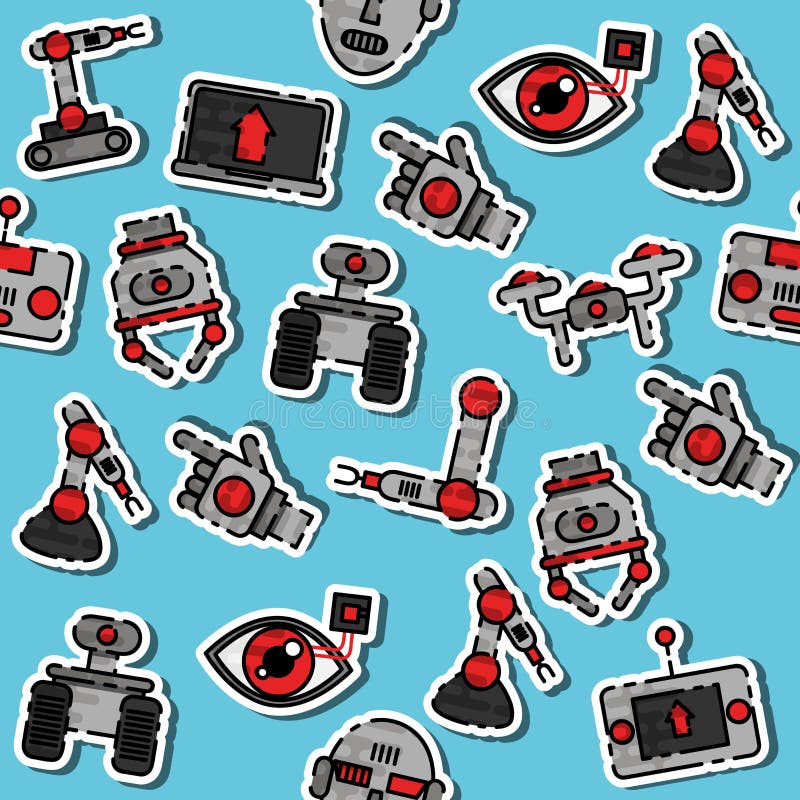 Colored robotic pattern stock vector. Illustration of electric - 79235722