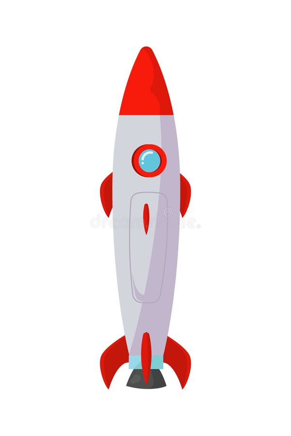 Colored Rocket Ship Icon in Flat Design Isolated on White Background ...