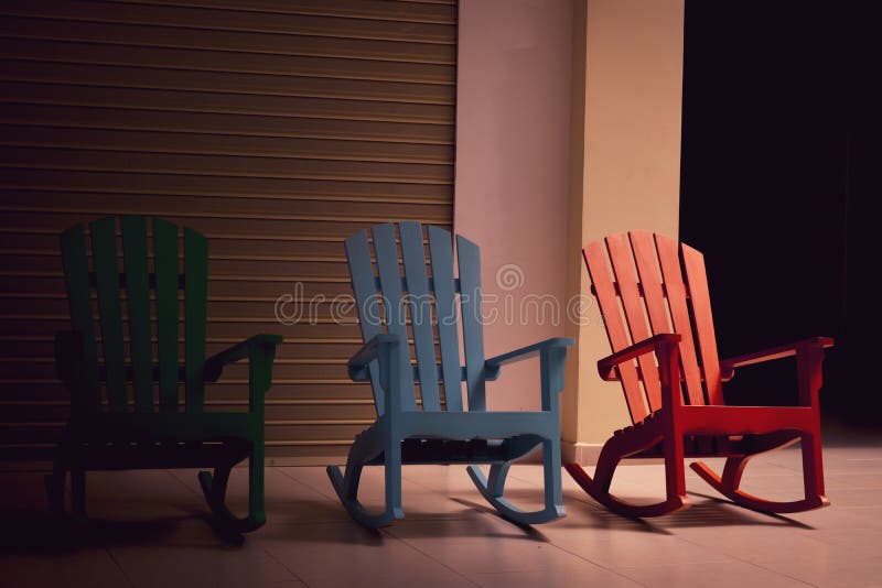 Colored Rocking Chairs in Mall Stock Image - Image of chairs, rocking ...