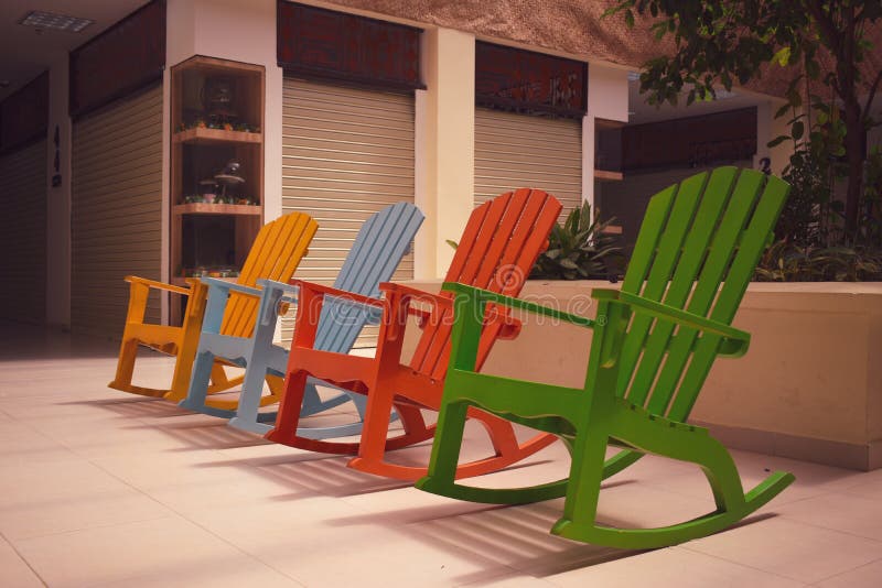 Chairs in the Mall on the Veranda in the Sun Stock Photo - Image of ...