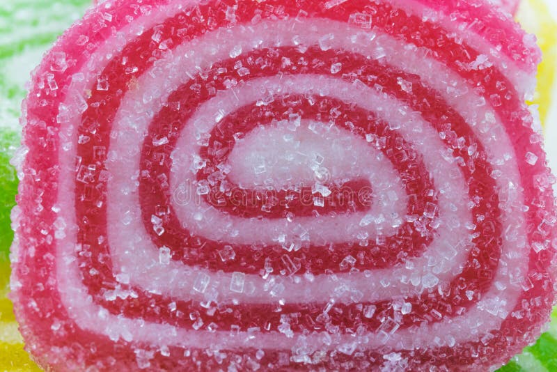 Colored Roll of Fruit Marmalade in Sugar Close-up, Selective Focus ...