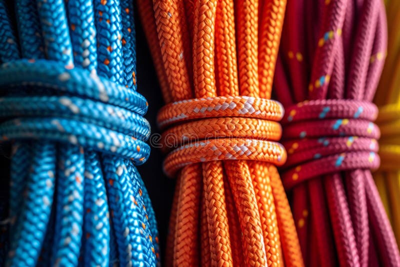 Colored Ropes Tied Together Stock Photo - Image of yellow, colored ...
