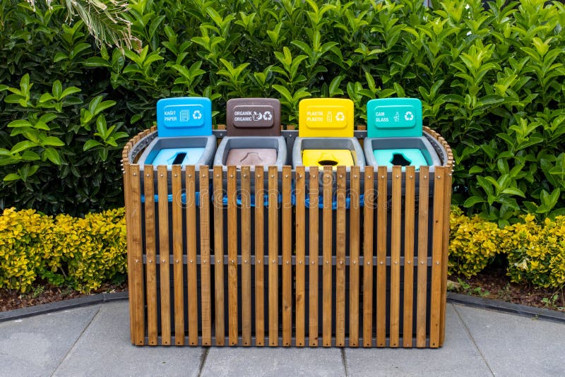 Colored Rubbish Containers for Separate Sorting of Garbage. Bins for ...