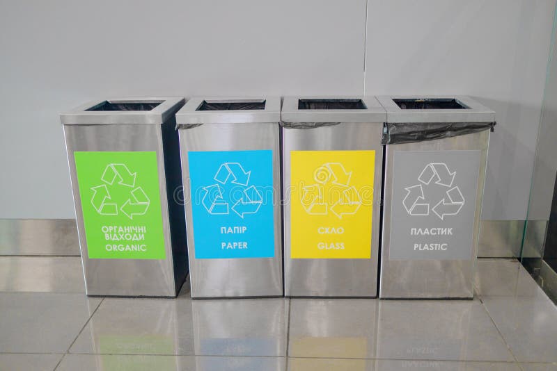 Colored Rubbish Containers for Separate Sorting of Garbage. Containers ...
