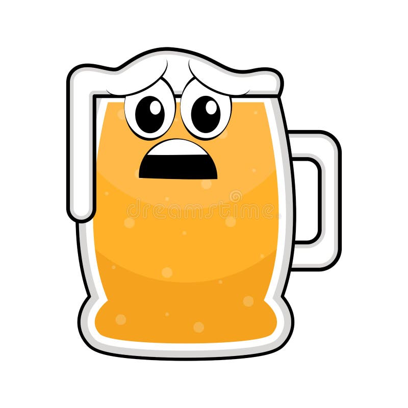 Colored sad beer mug icon stock vector. Illustration of lager - 127080752
