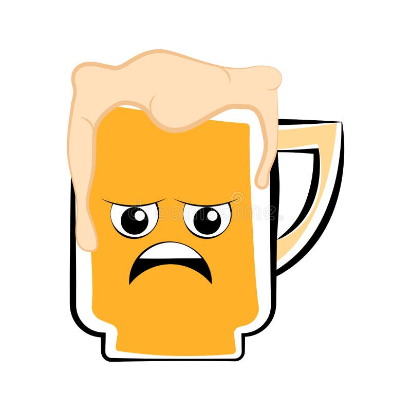 Colored sad beer mug icon stock vector. Illustration of emoticon ...