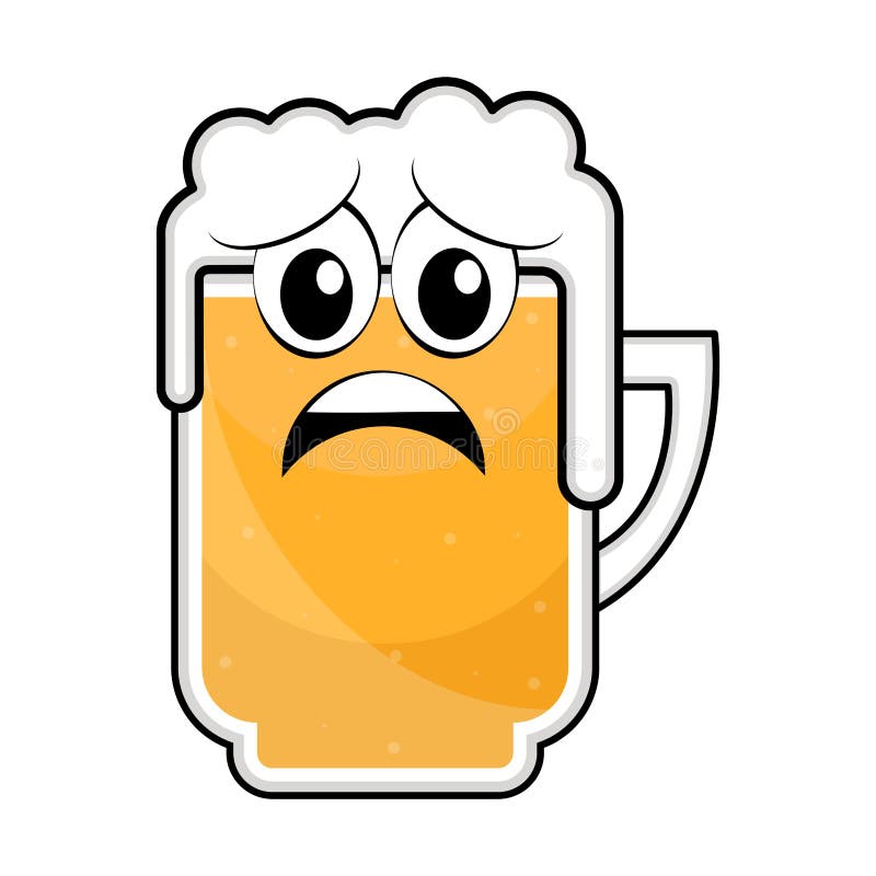 Colored sad beer mug icon stock vector. Illustration of isolated ...