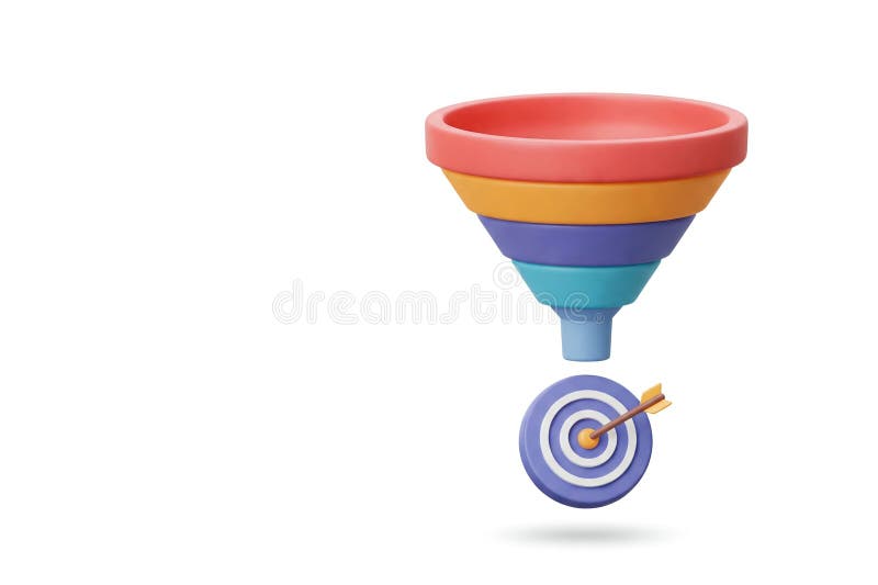 Colored Sales Funnel with a Target. Space for Text. Stock Image - Image ...
