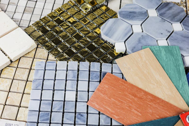 Colored Samples of Ceramic Tiles for Kitchen or Bathroom Interior ...