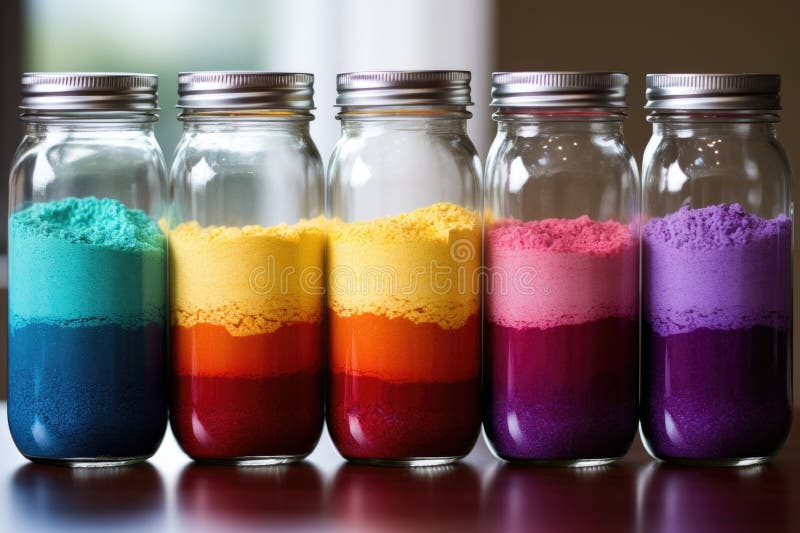 Colored Sand Arranged in Layers within a Glass Jar Stock Image - Image ...