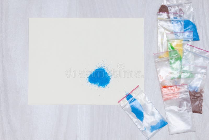 Colored Sand for Drawing Pictures. Children Develop Activity for Motor ...