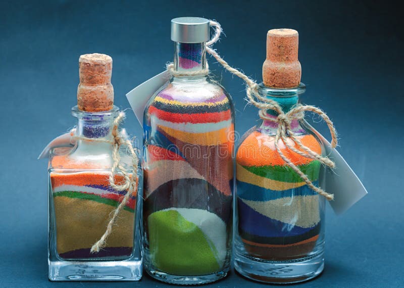 Colored Sand Poured in Layers in a Bottle Stock Photo - Image of ...