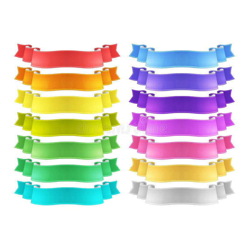 Colored satin ribbons set stock illustration. Illustration of blue ...