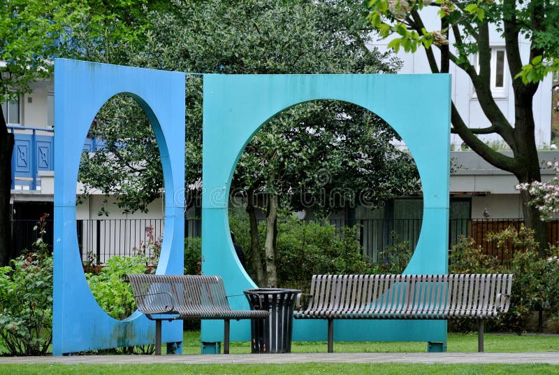 Colored Sculptural Structure Placed in a Park Stock Image - Image of ...