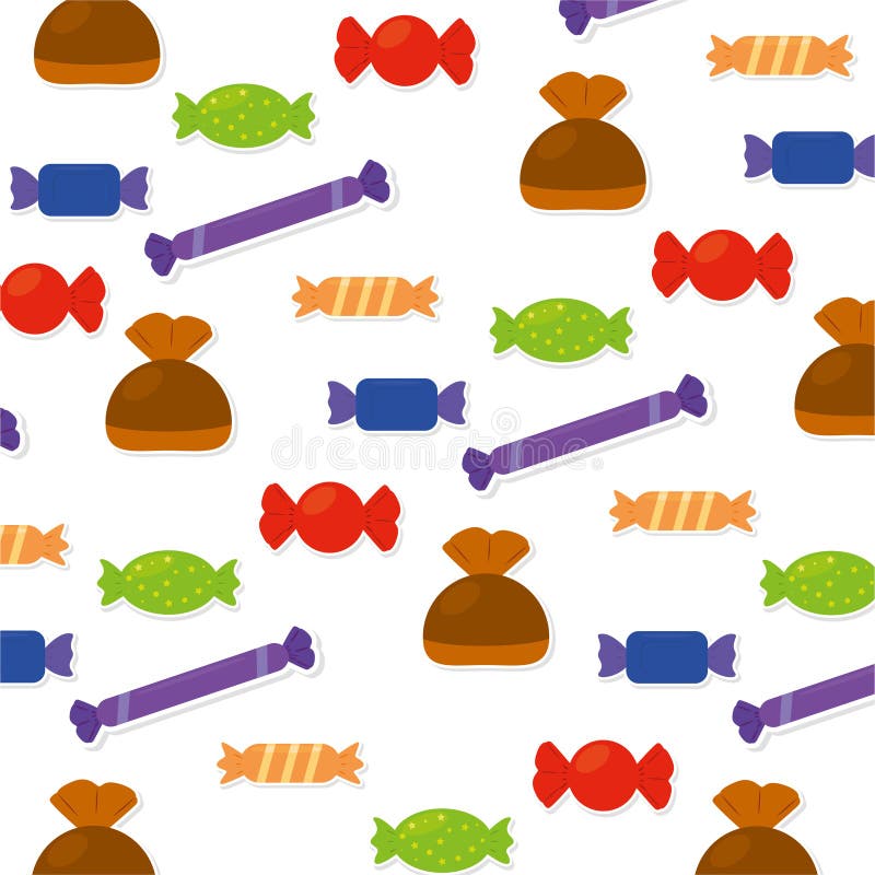 Colored Seamless Pattern Background with Different Candies Vector Stock ...