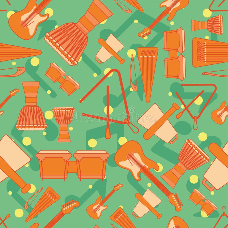 Colored Seamless Pattern Background with Musical Instruments Vector ...