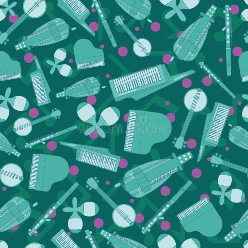 Colored Seamless Pattern Background with Musical Instruments Vector ...