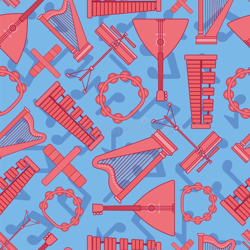 Colored Seamless Pattern Background with Musical Instruments Vector ...