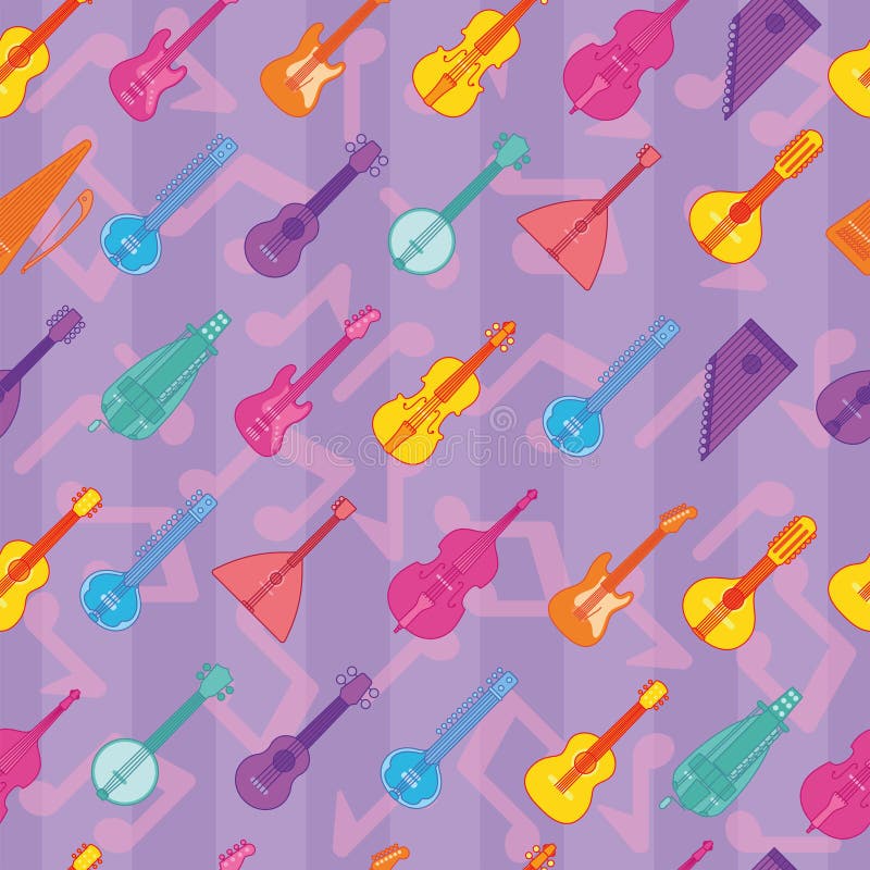 Colored Seamless Pattern Background with Musical Instruments Vector ...