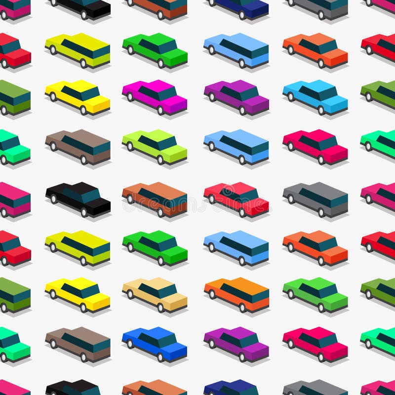 Colored Seamless Pattern of Cars in City Traffic Stock Vector ...