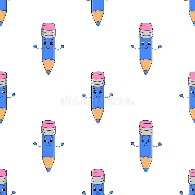 Colored Seamless Pattern with Cute Cartoon Character. Simple Flat ...