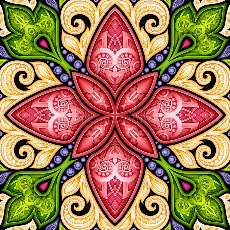 Colored Seamless Pattern With Mosaic Motif Stock Vector Illustration