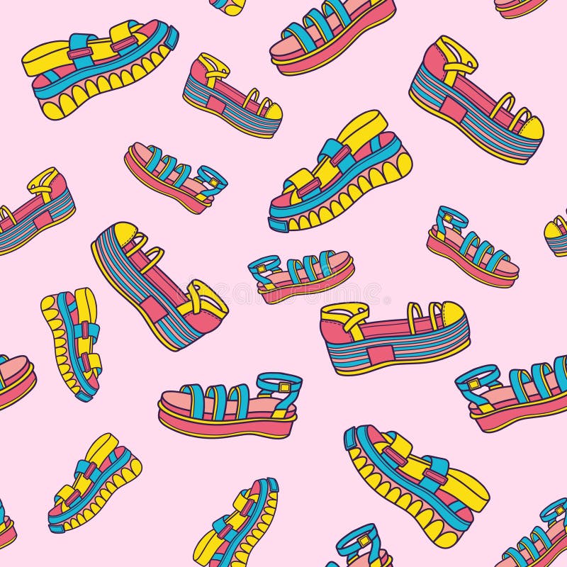 Colored Seamless Pattern of Shoe Prints. Vector Illustration, Design ...
