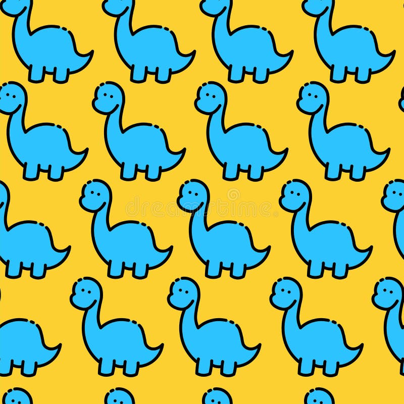 Colored Seamless Repeating Childrens Pattern with Cute Dinosaurs for ...