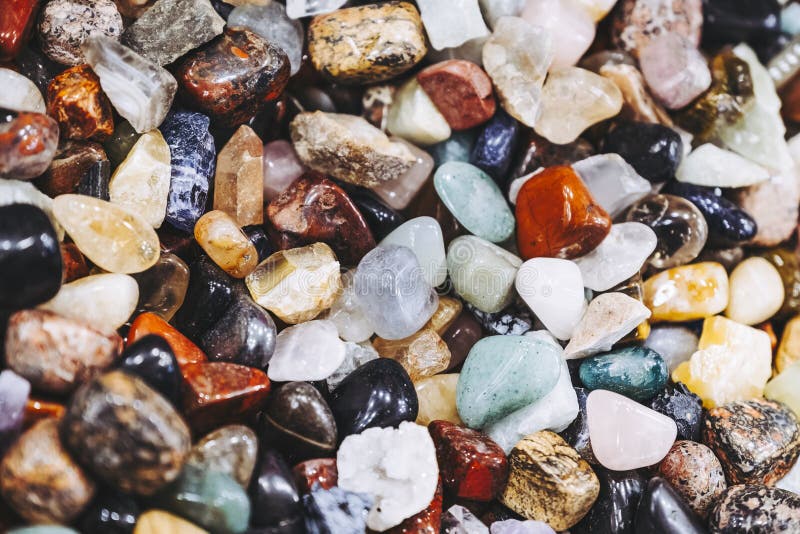 Colored Semi Precious Healing Tumbled Stones Stock Photo - Image of ...